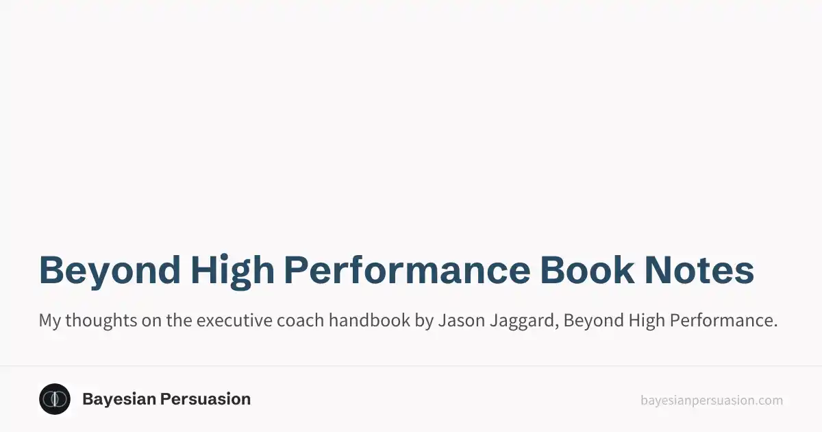 Beyond High Performance Book Notes